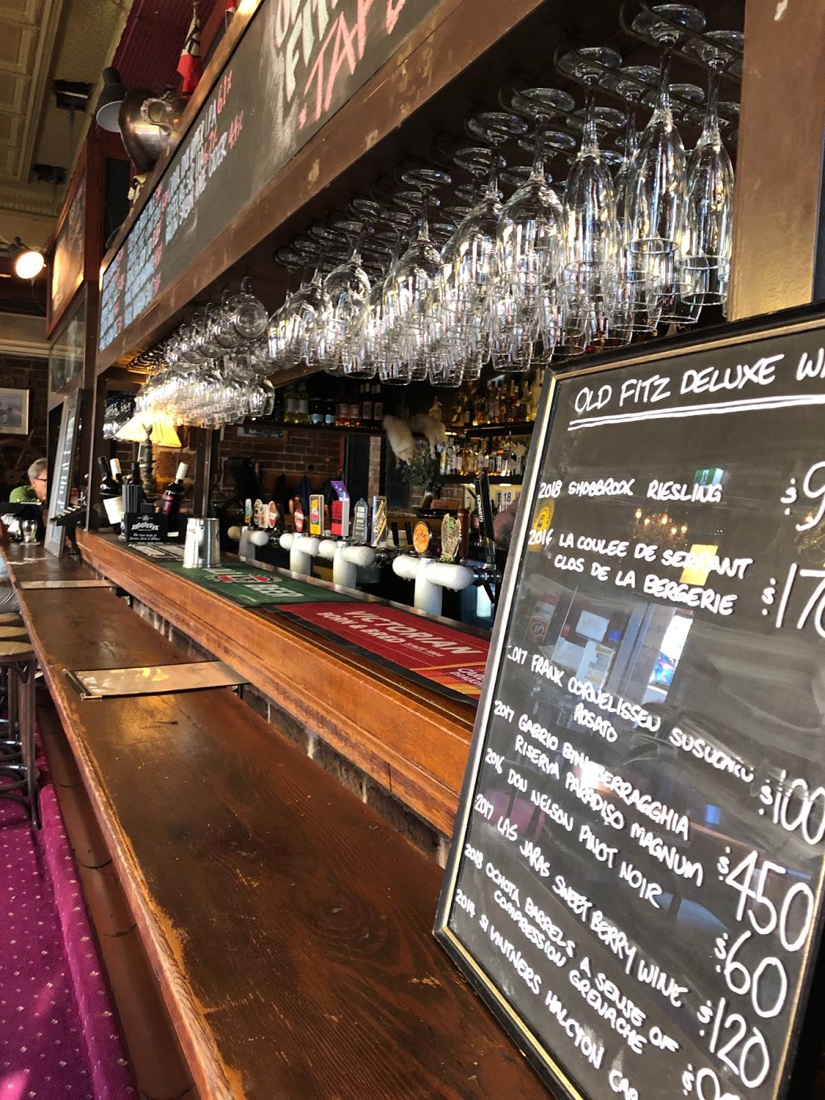Menu at The Old Fitzroy Hotel pub & bar, Woolloomooloo