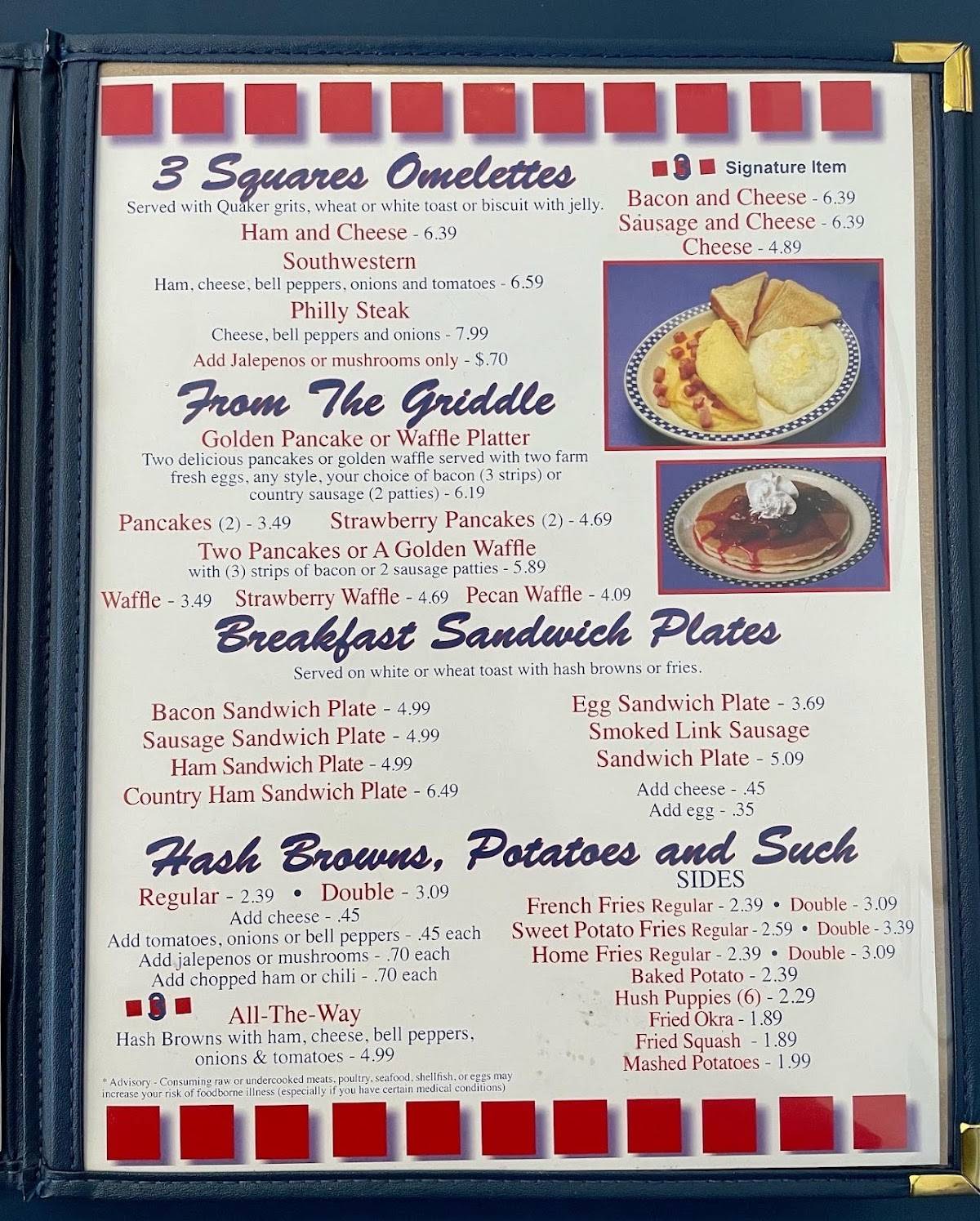 Menu at 3 Squares Diner - Sylvester restaurant, Sylvester