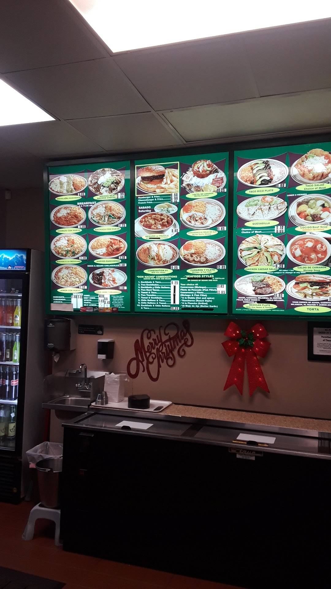 Menu at Tacos Don Nacho restaurant, Oklahoma City