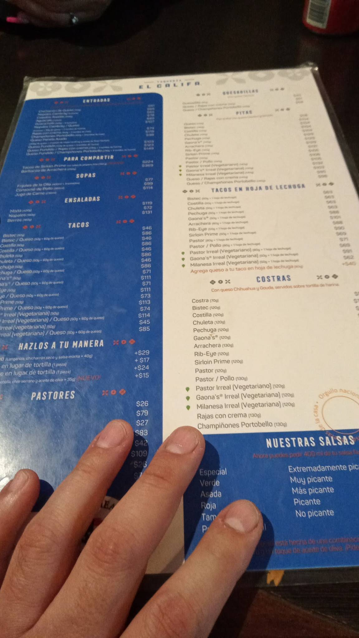 Menu at Taquería El Califa Condesa restaurant, Ciudad López Mateos, Cda ...