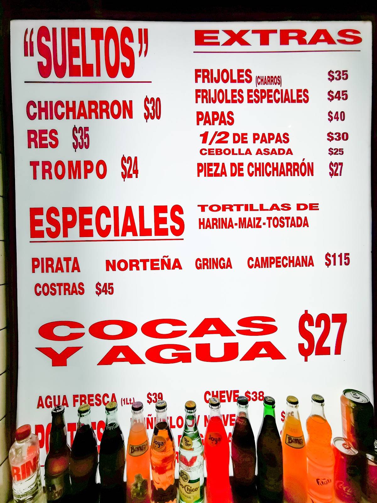 Carta del restaurante Taquería Orinoco ( San Jerónimo ), Monterrey, Av ...