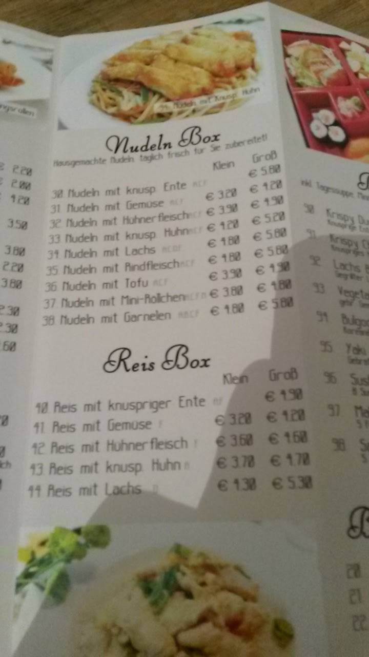 Speisekarte von Tasty Asia restaurant, Wien, Thaliastraße 69