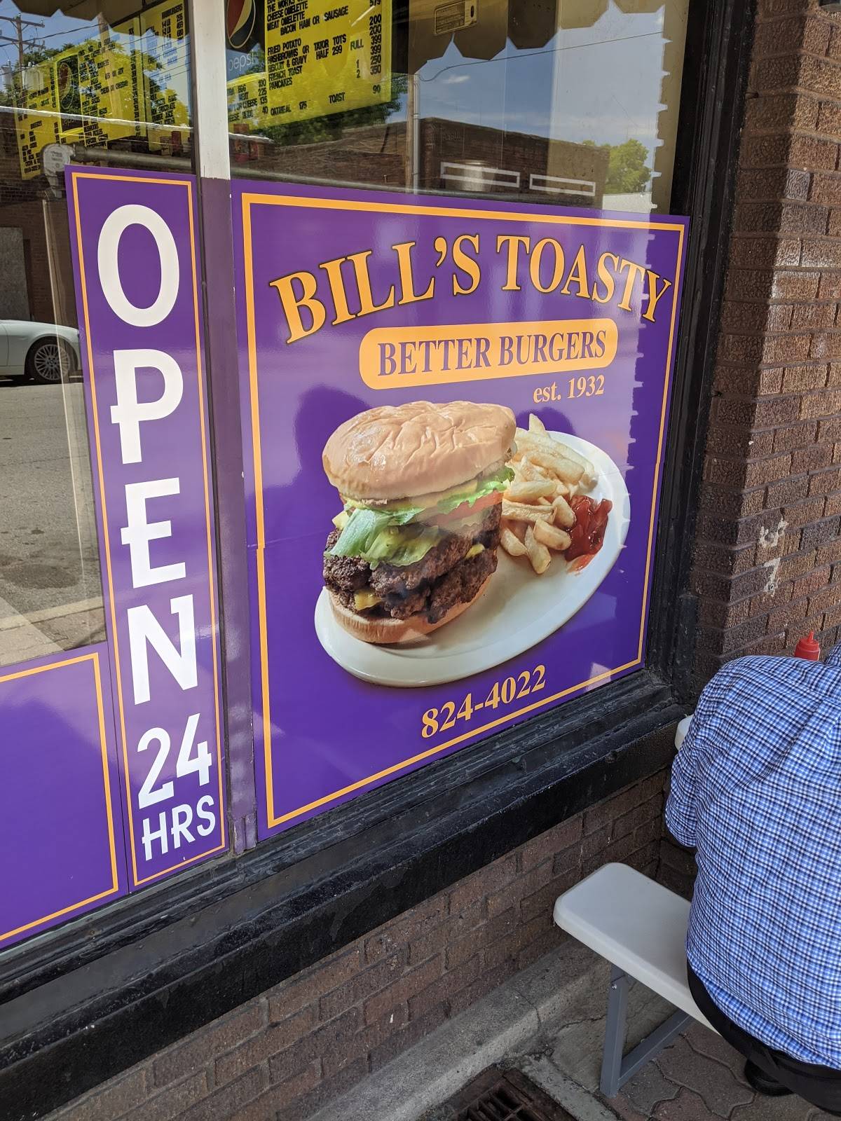Menu at Bill's Toasty Shop restaurant, Taylorville