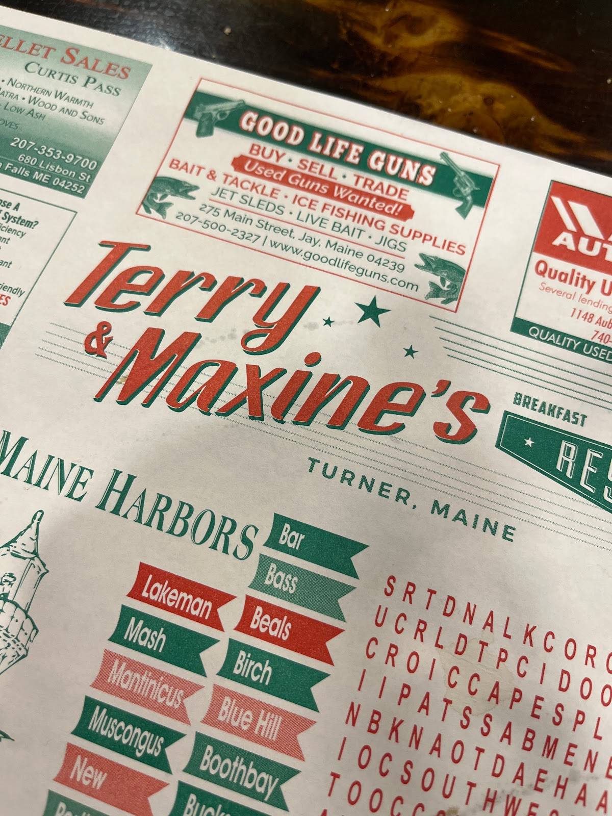 Menu at Terry & Maxine's desserts, Turner