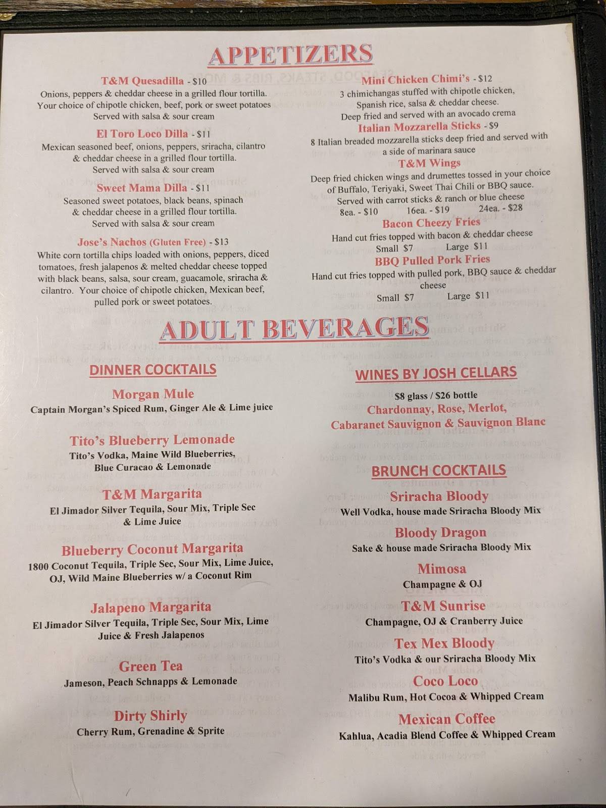 Menu at Terry & Maxine's desserts, Turner