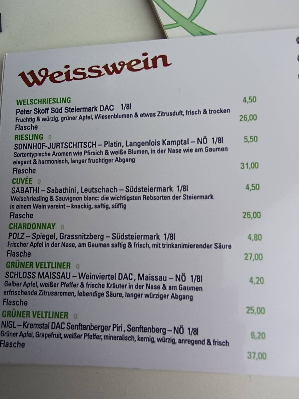 Speisekarte von Tewa am Naschmarkt restaurant, Wien