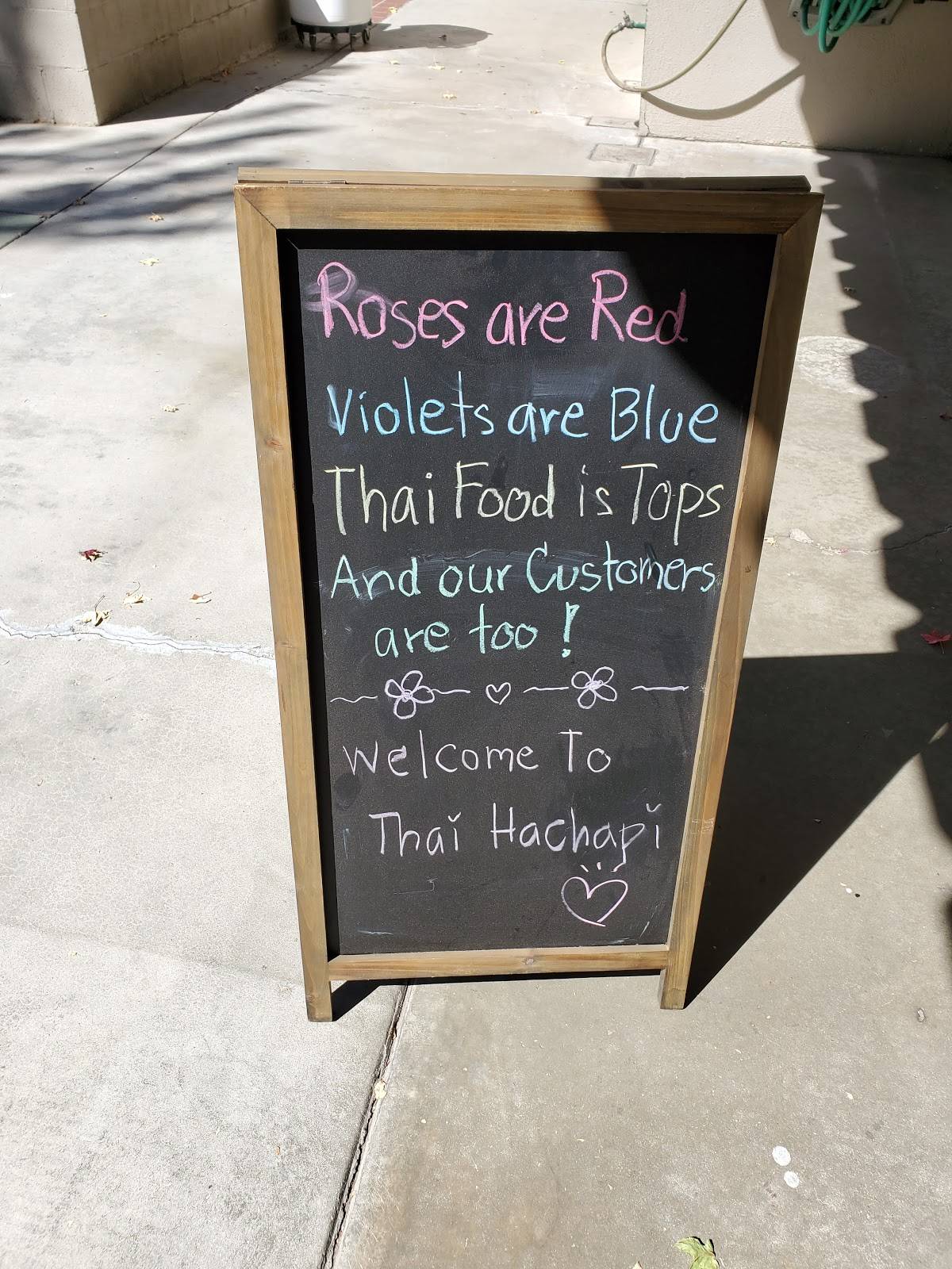 Menu at Thai Hachapi restaurant, Tehachapi