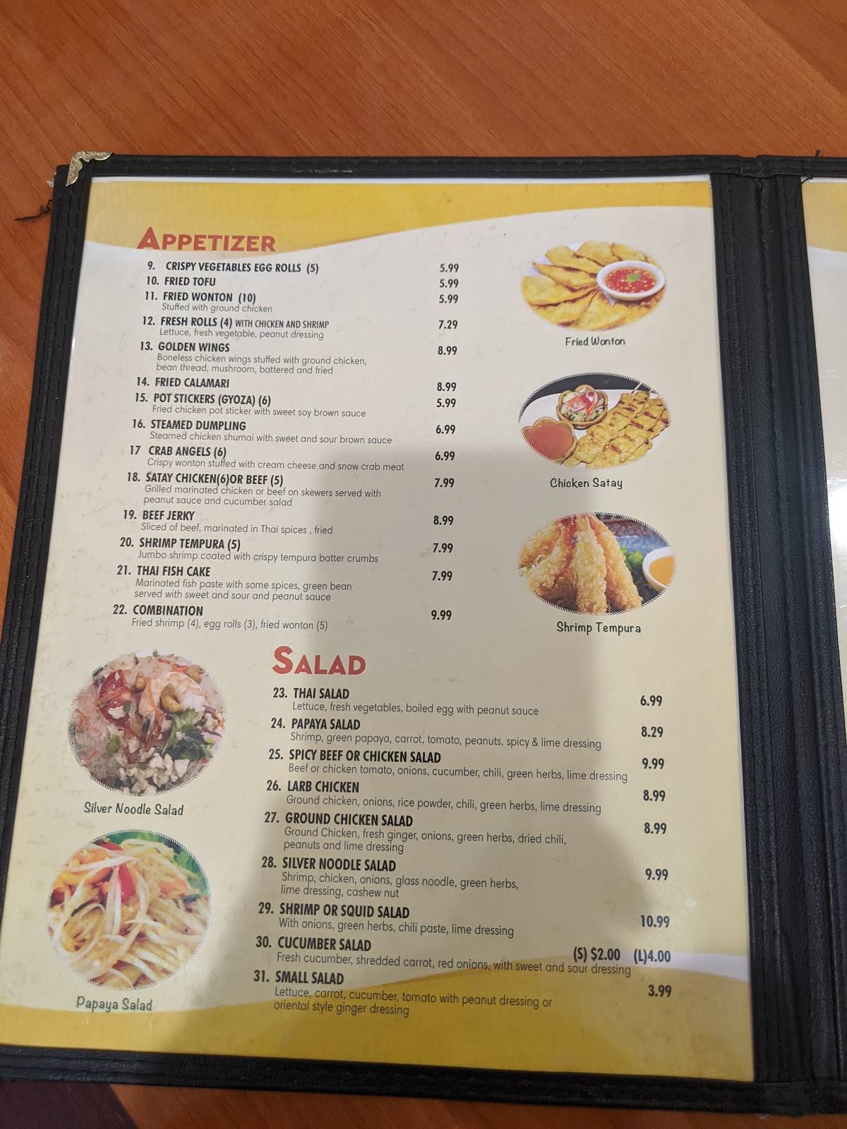 Menu at Thai Hachapi restaurant, Tehachapi