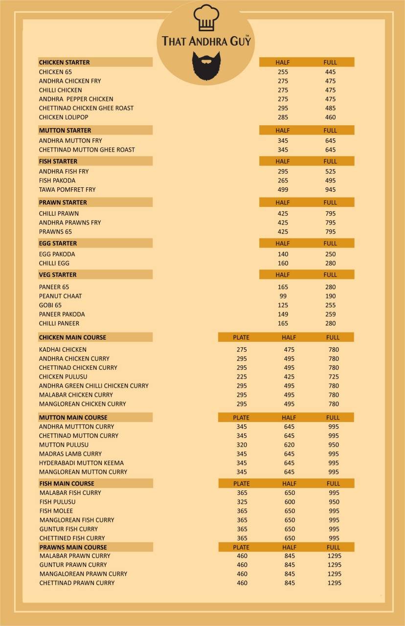 Menu at That Andhra Guy, Gurugram, 105