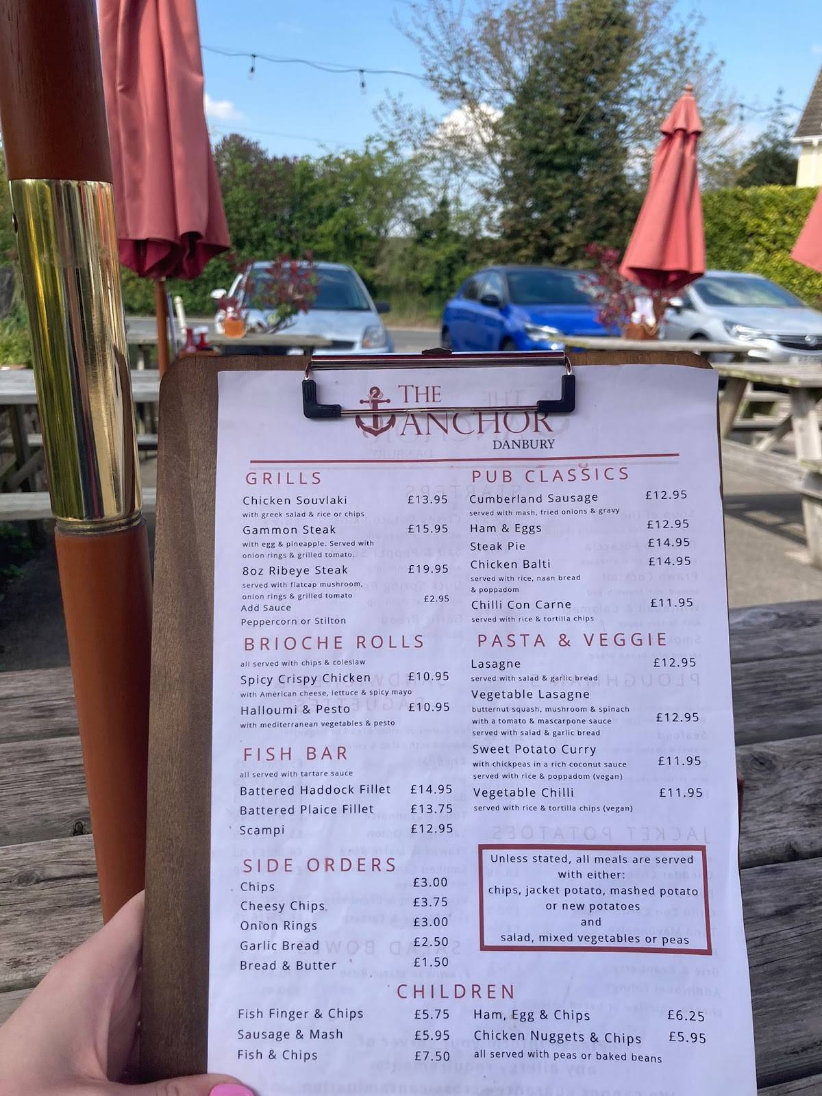 Menu at The Anchor Danbury pub & bar, Little Baddow