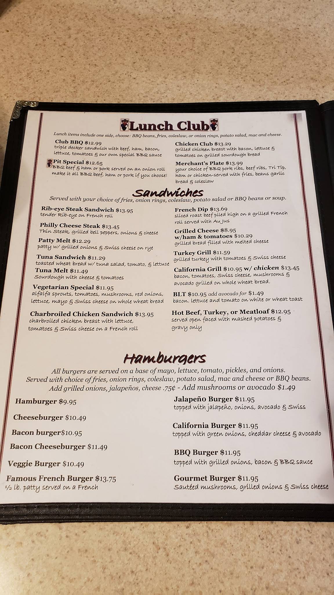 Menu at The Bar B-Q Pit, Merced