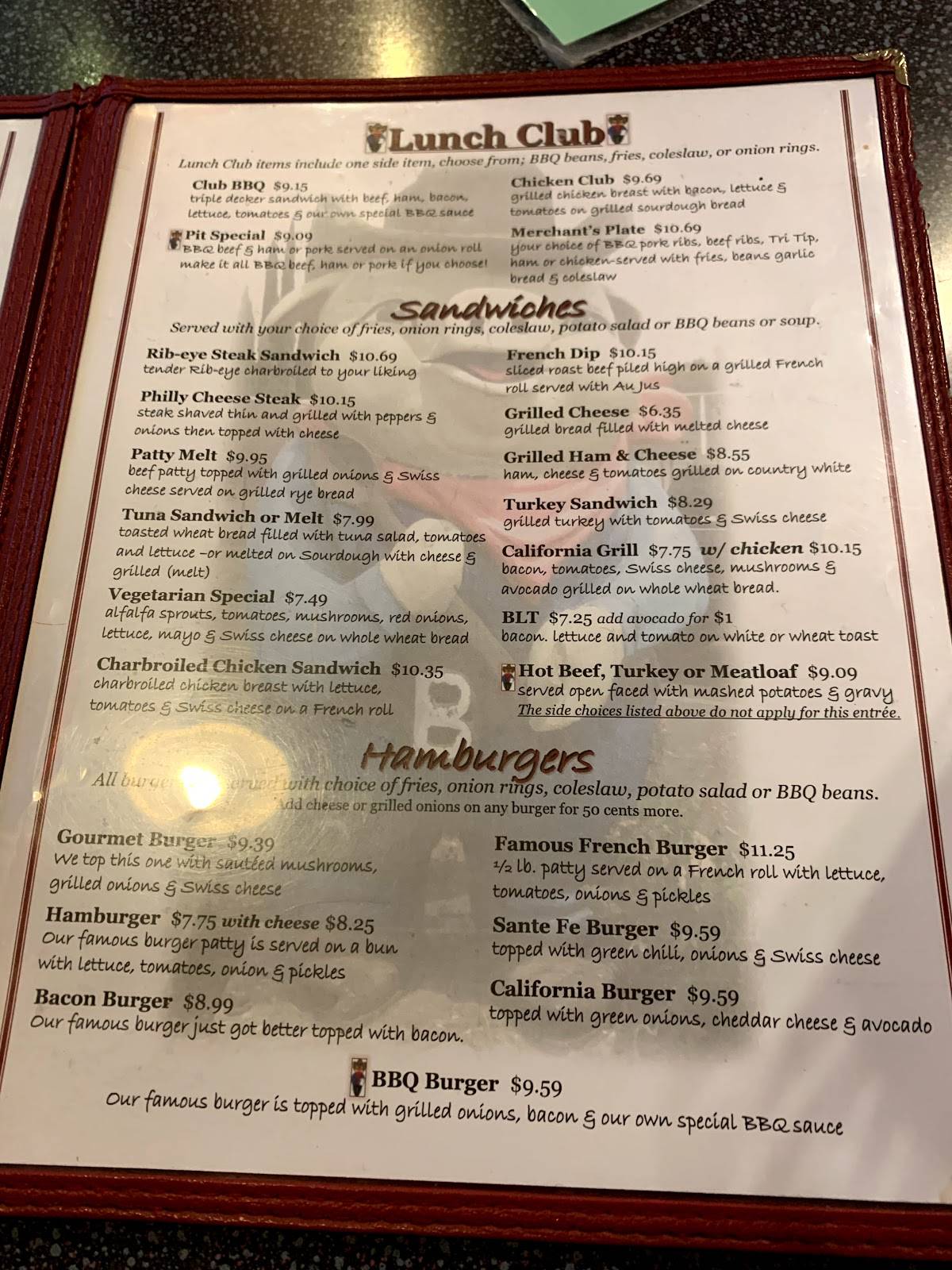 Menu at The Bar B-Q Pit, Merced
