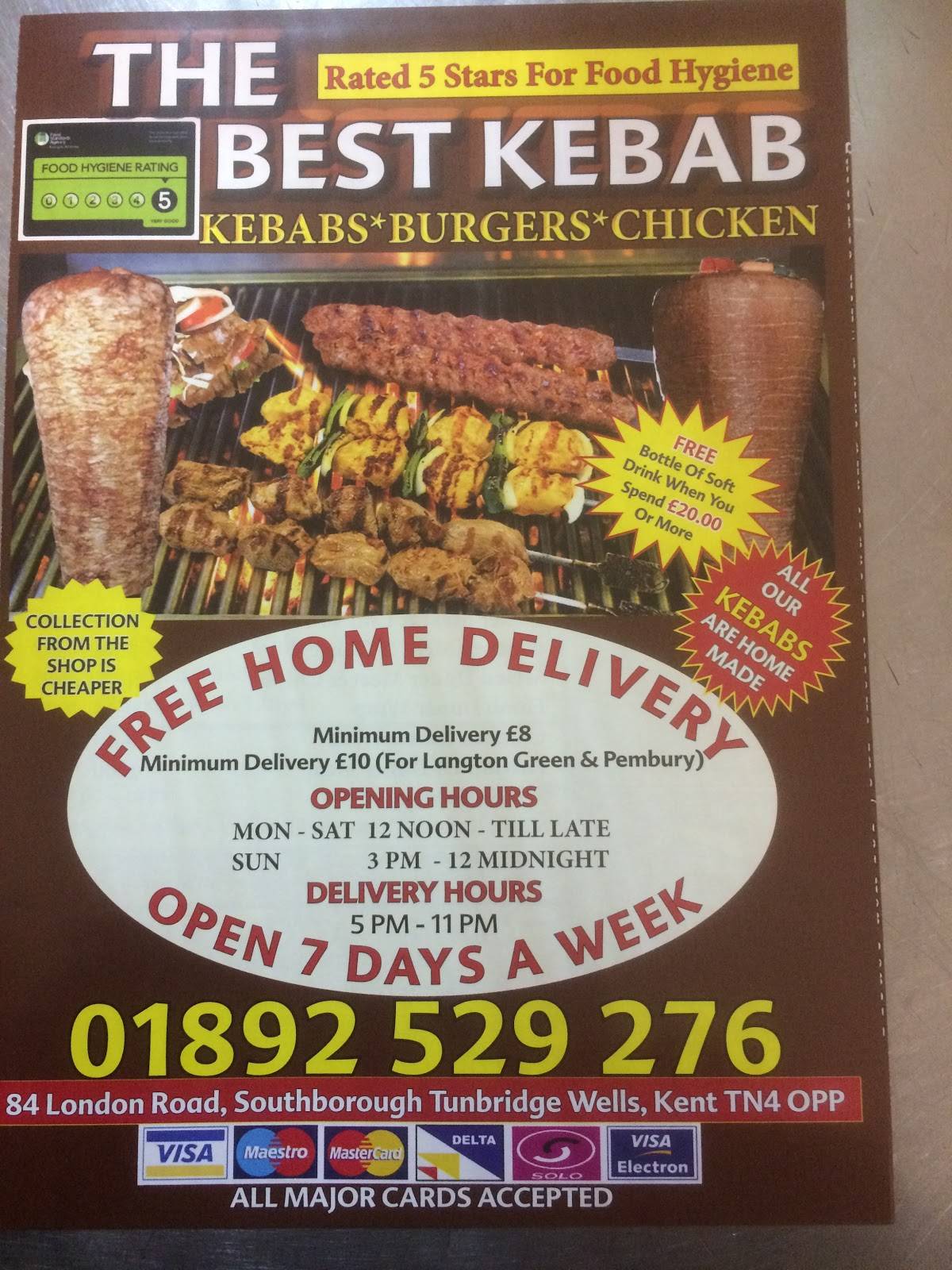 Menu at The Best Kebab fast food, Royal Tunbridge Wells