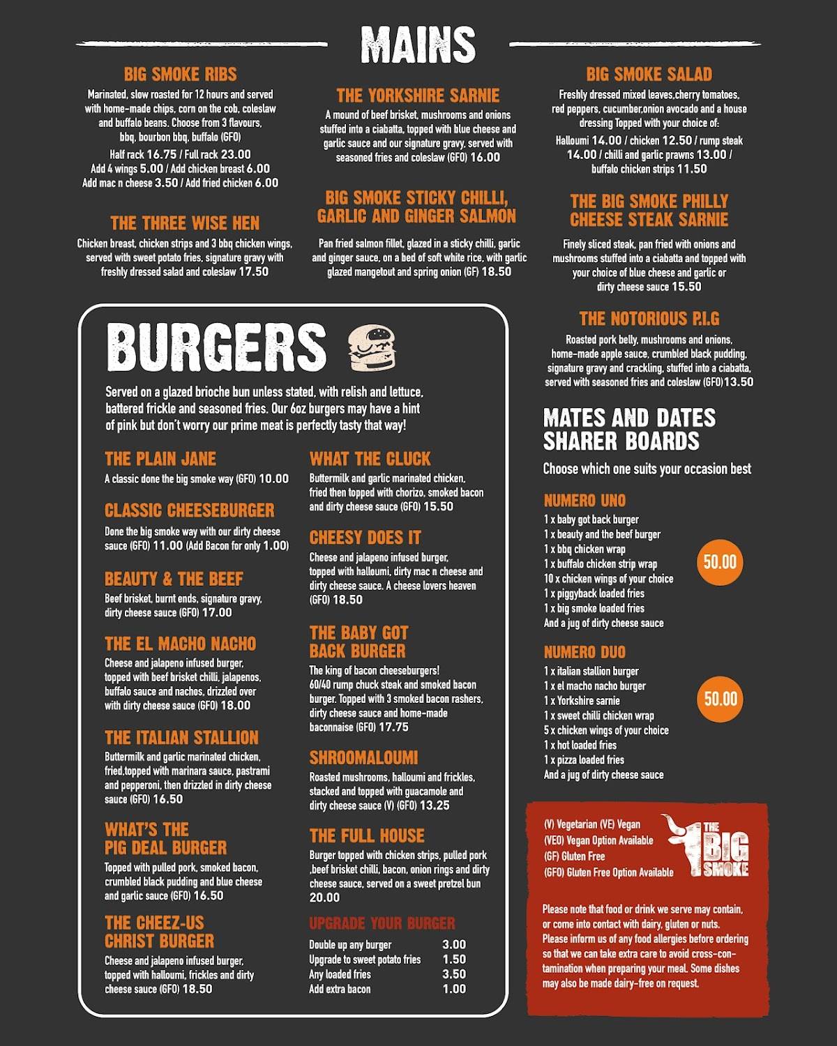Menu at The Big Smoke - Rotherham restaurant, Rotherham