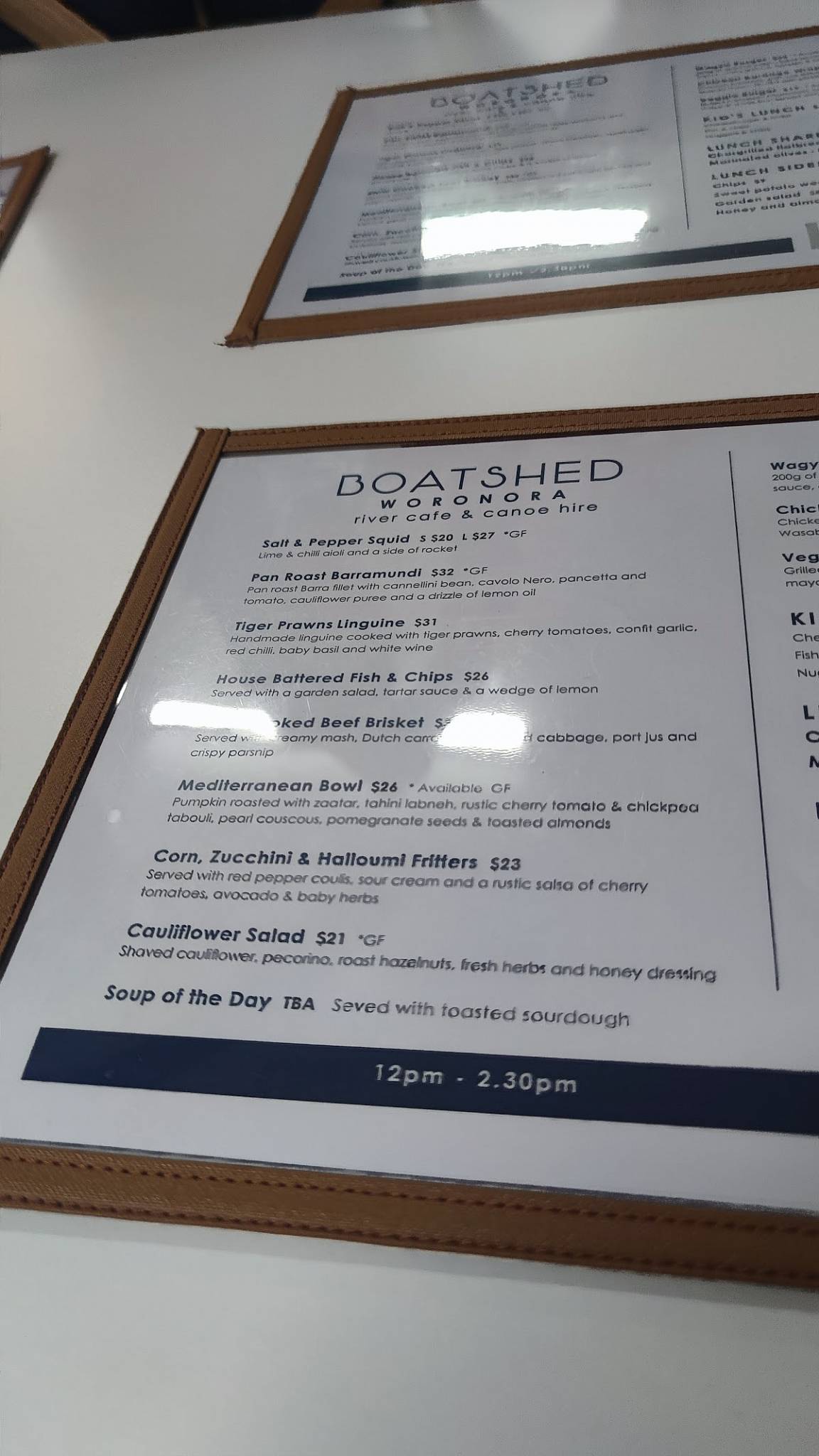 Menu at The Boatshed Woronora cafe, Woronora