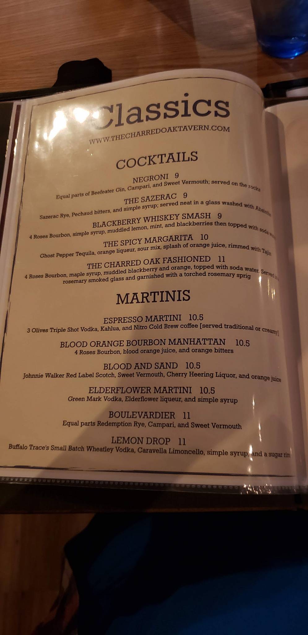 Menu at The Charred Oak Tavern pub & bar, Middleborough