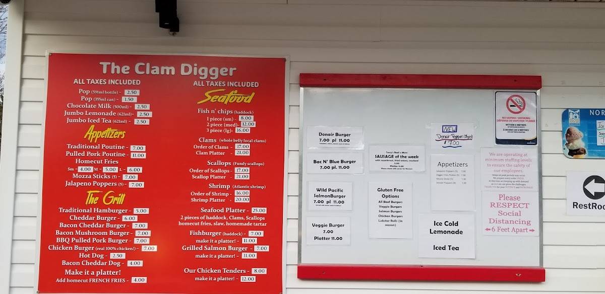 Menu at The Clam Digger restaurant, Chamcook, NB-127