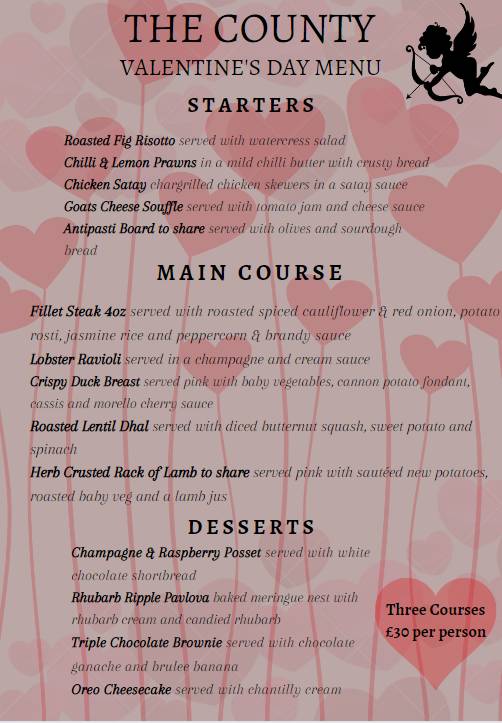 Menu at The County Lodge & Brasserie pub & bar, Carnforth