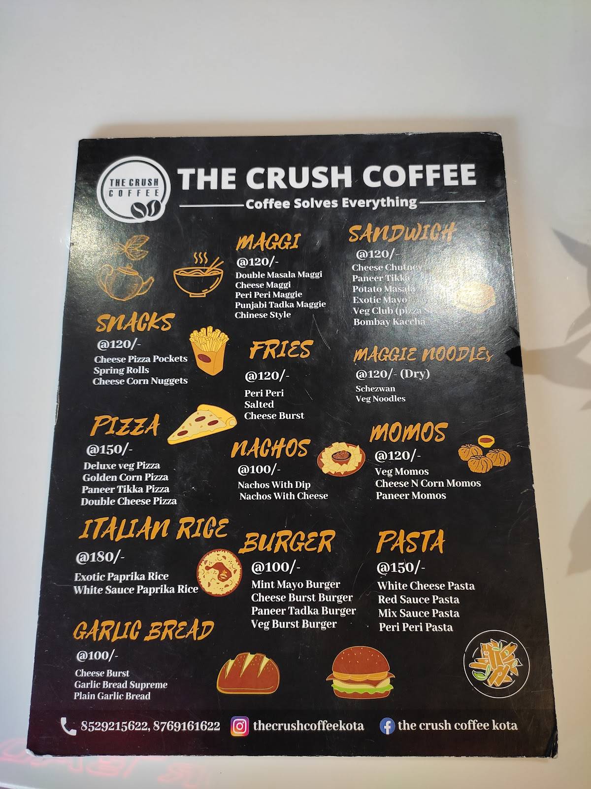 Menu at The Crush Coffee, Kota