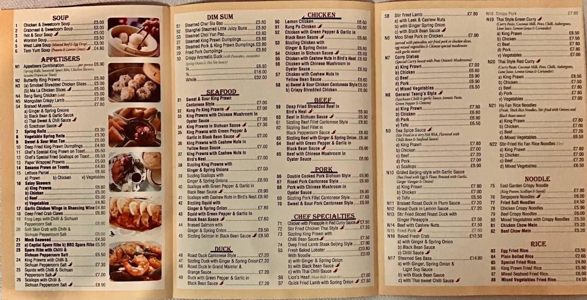 Menu at The East Garden Chinese Restaurant, Swaffham