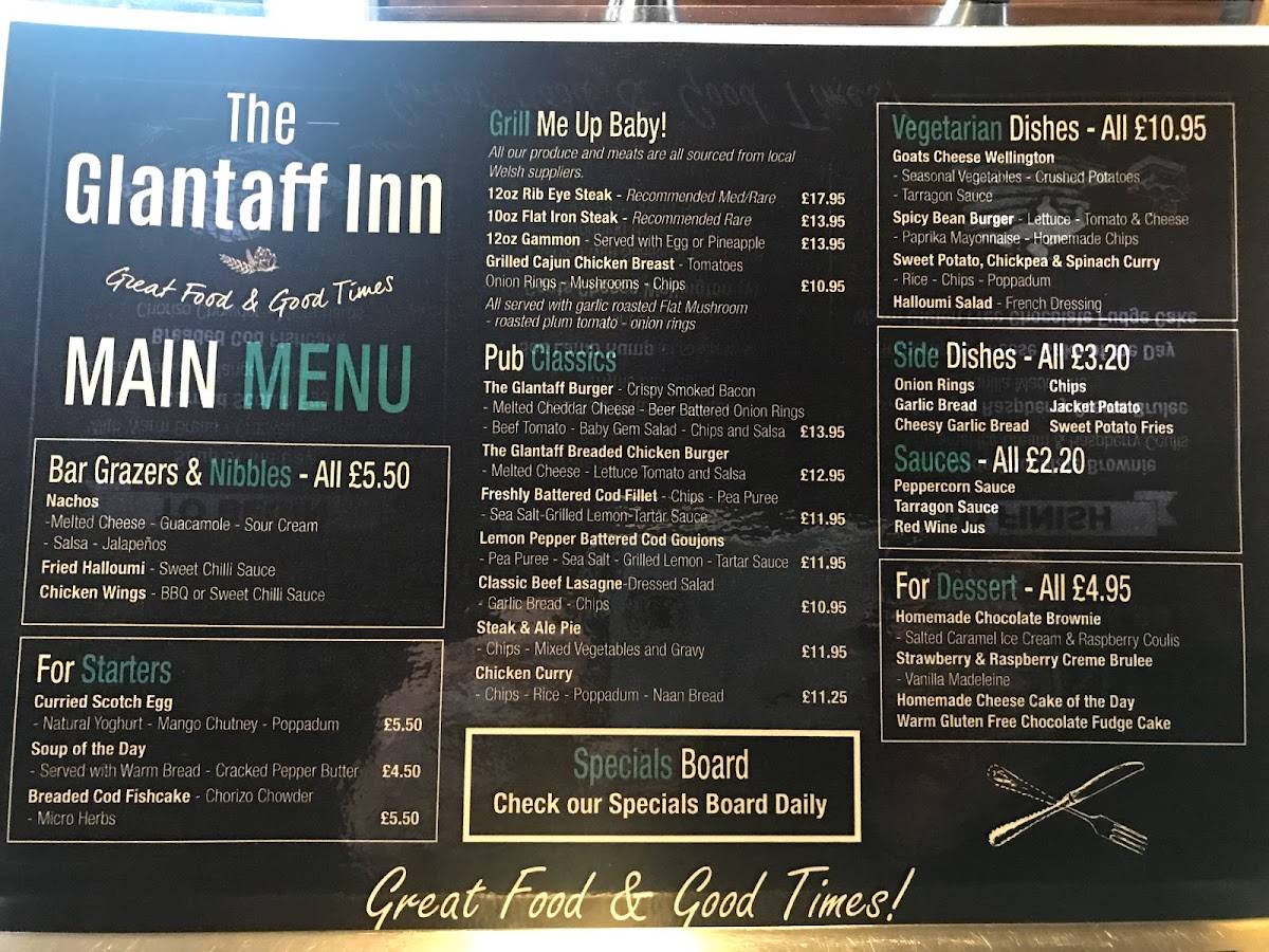 Menu at The Glantaff Inn pub & bar, Treharris