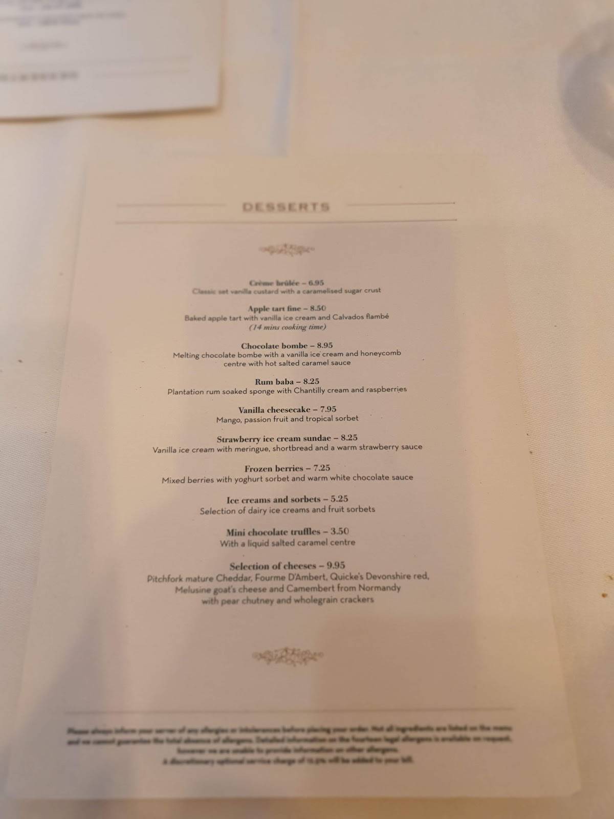 Menu at The Ivy Cafe Marylebone, London, 96 Marylebone Ln