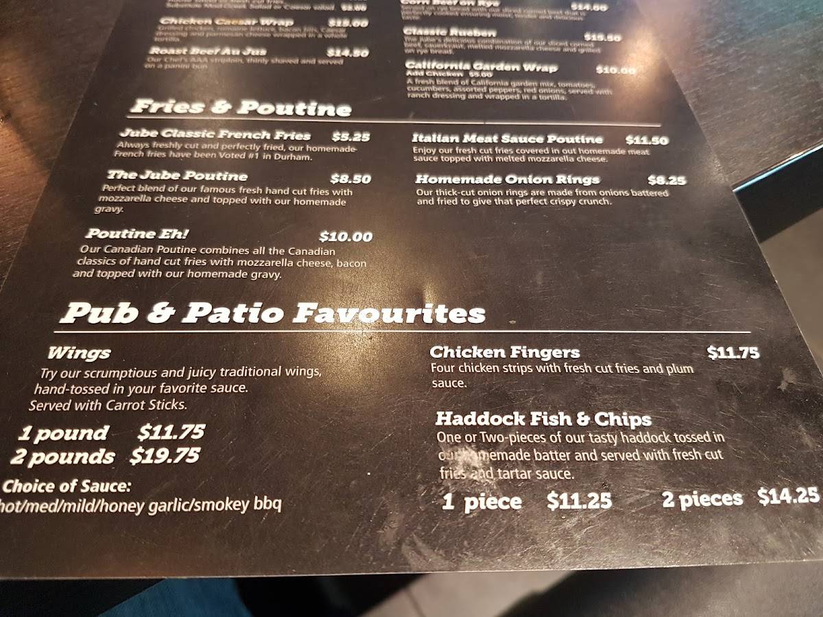Menu at The Jube Pub & Patio, Oshawa
