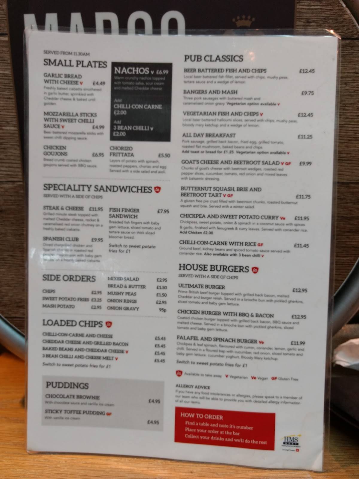 Menu at The Lion and Antelope pub & bar, Manchester