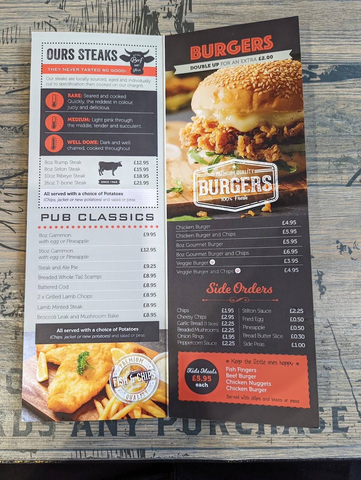Menu at The New Dun Cow Bar & Grill, Telford