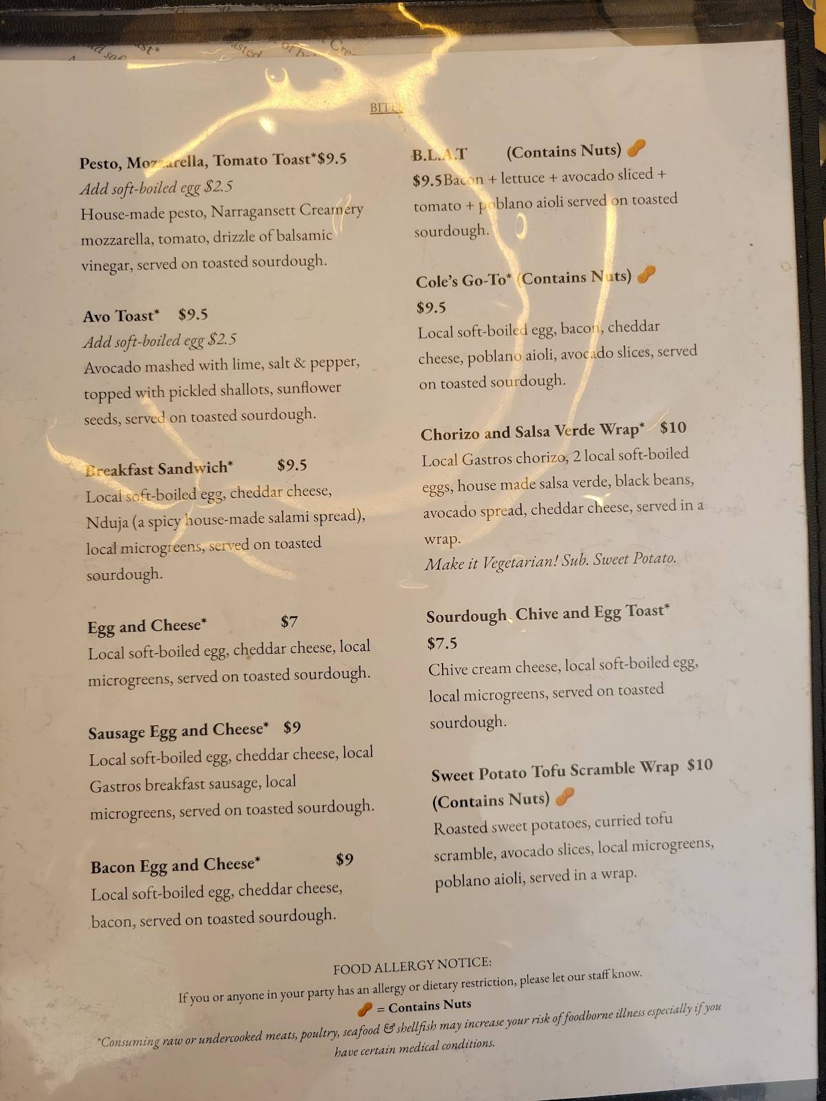 Menu at The Nitro Bar, Newport, 2 Pond Ave