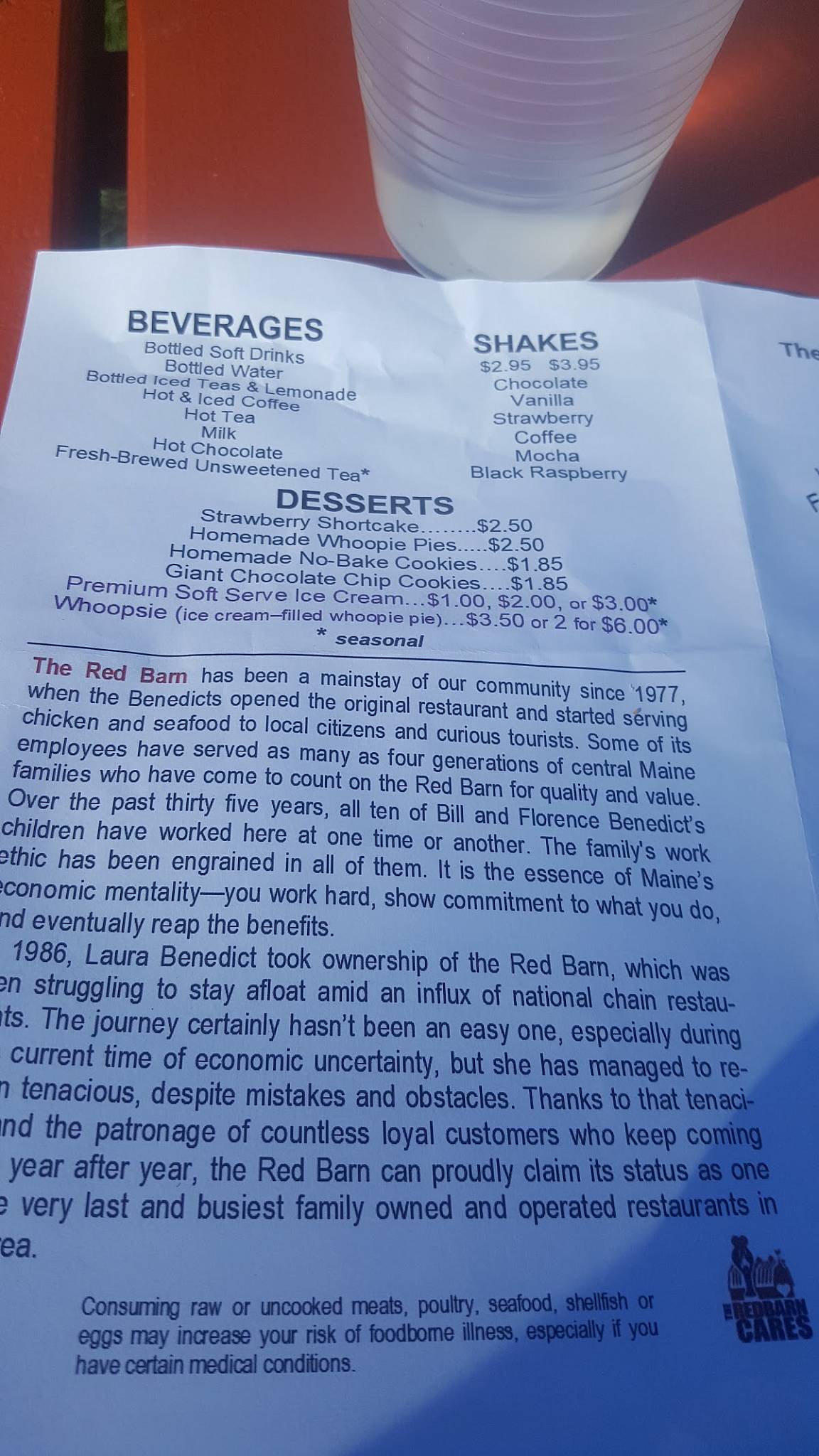 Menu at The Red Barn, Augusta, 455 Riverside Dr