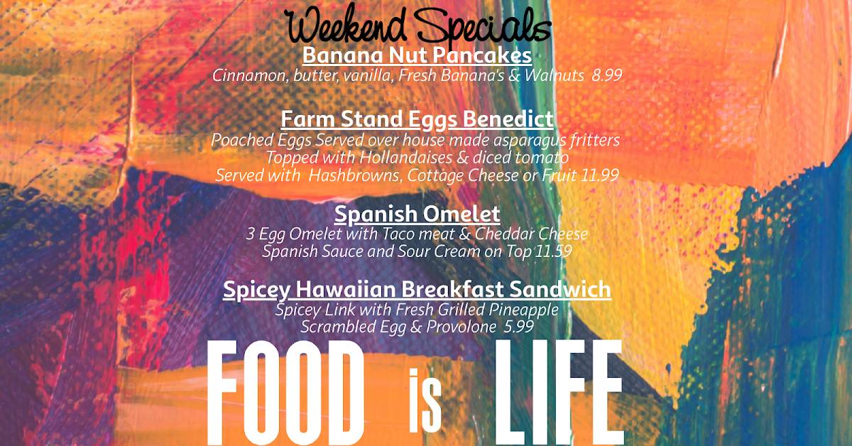 Menu at The Sandstone Cafe, Tenino