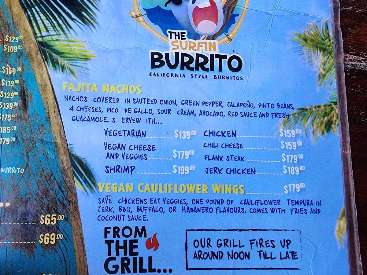 Menu at The Surfin Burrito pub & bar, Cancún, Kukulkan Km. 9.5