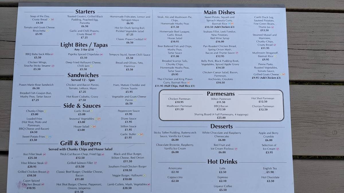 Menu at The Three Horseshoes pub & bar, Billingham, Cowpen Bewley