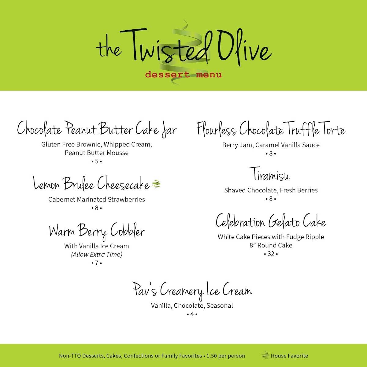 Menu at The Twisted Olive pub & bar, Green