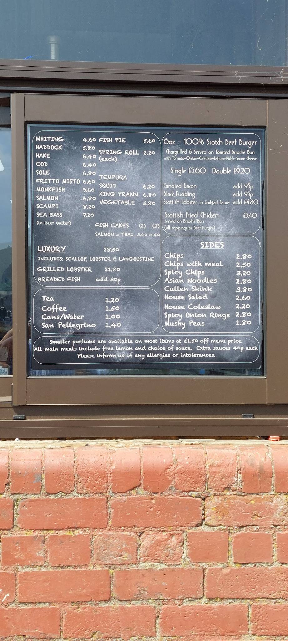 Menu at The Wee Hurrie fast food, Troon