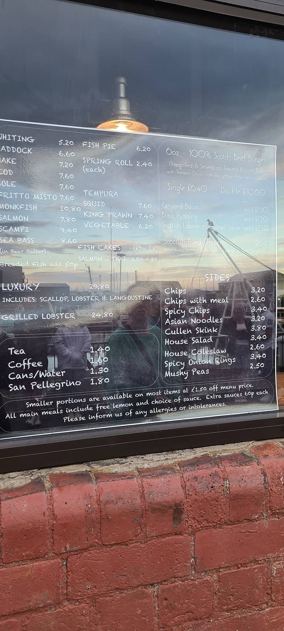 Menu at The Wee Hurrie fast food, Troon