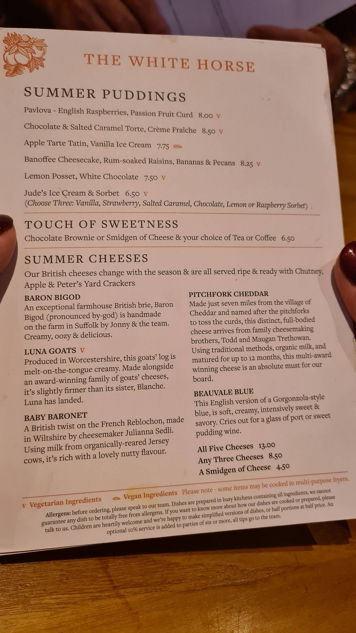 Menu at The White Horse pub & bar, Harpenden, Redbourn Ln