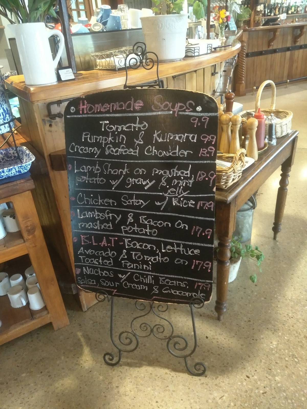 Menu at The Wrinkly Rams cafe, Omarama