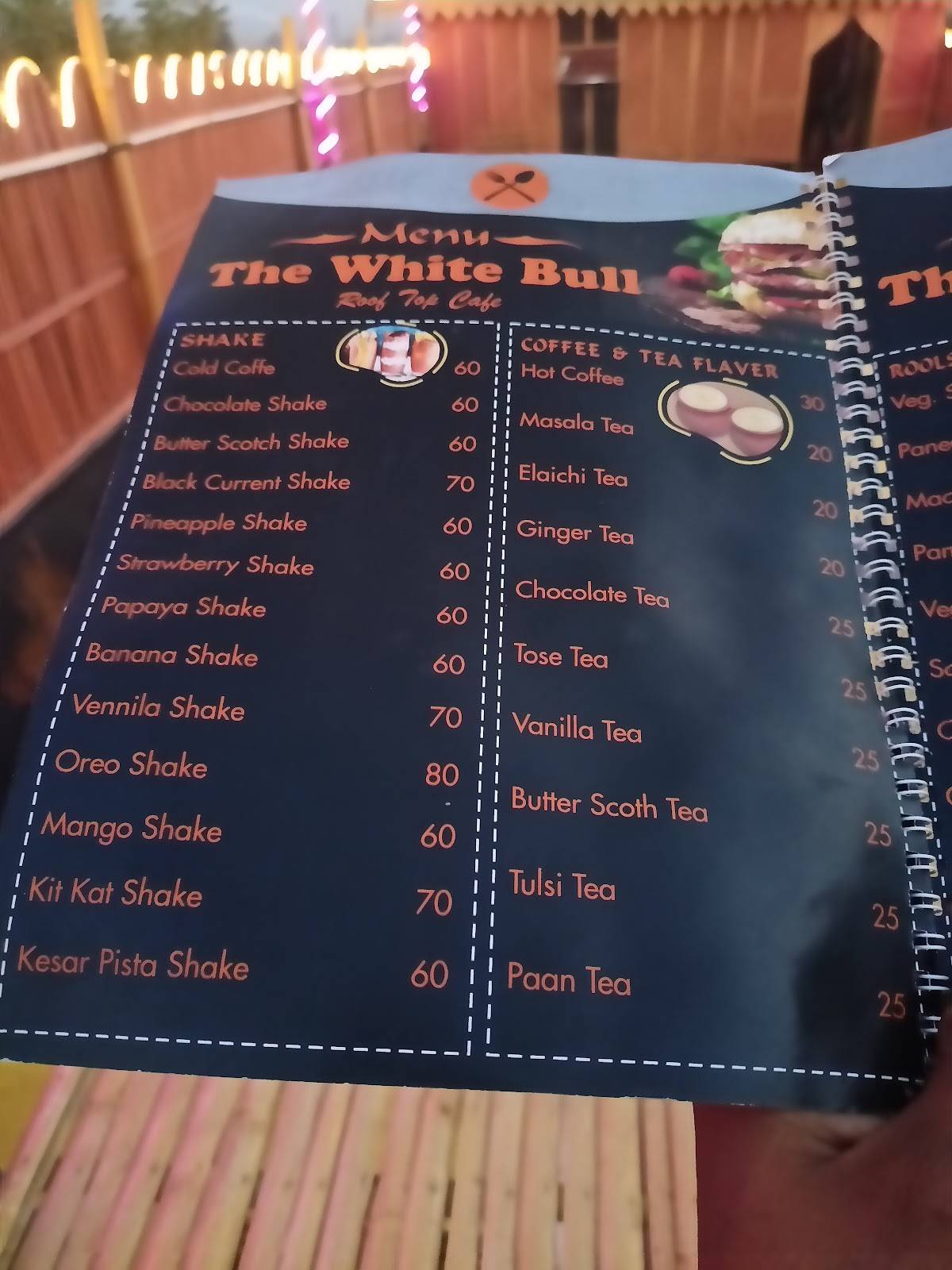 Menu at The white bull cafe, Kota
