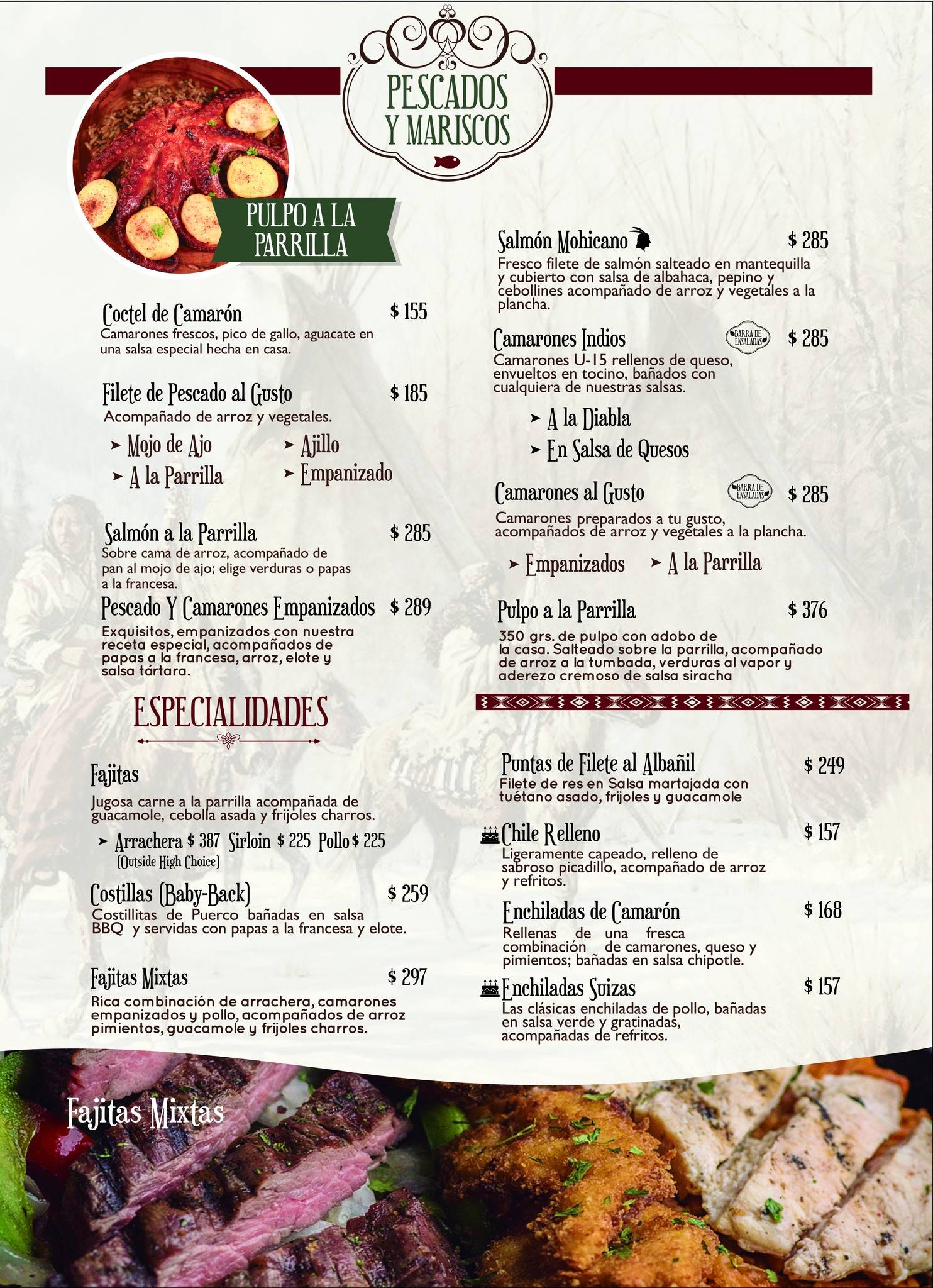 Menu at Tierra Santa Restaurante, Monclova, Washington 33-A