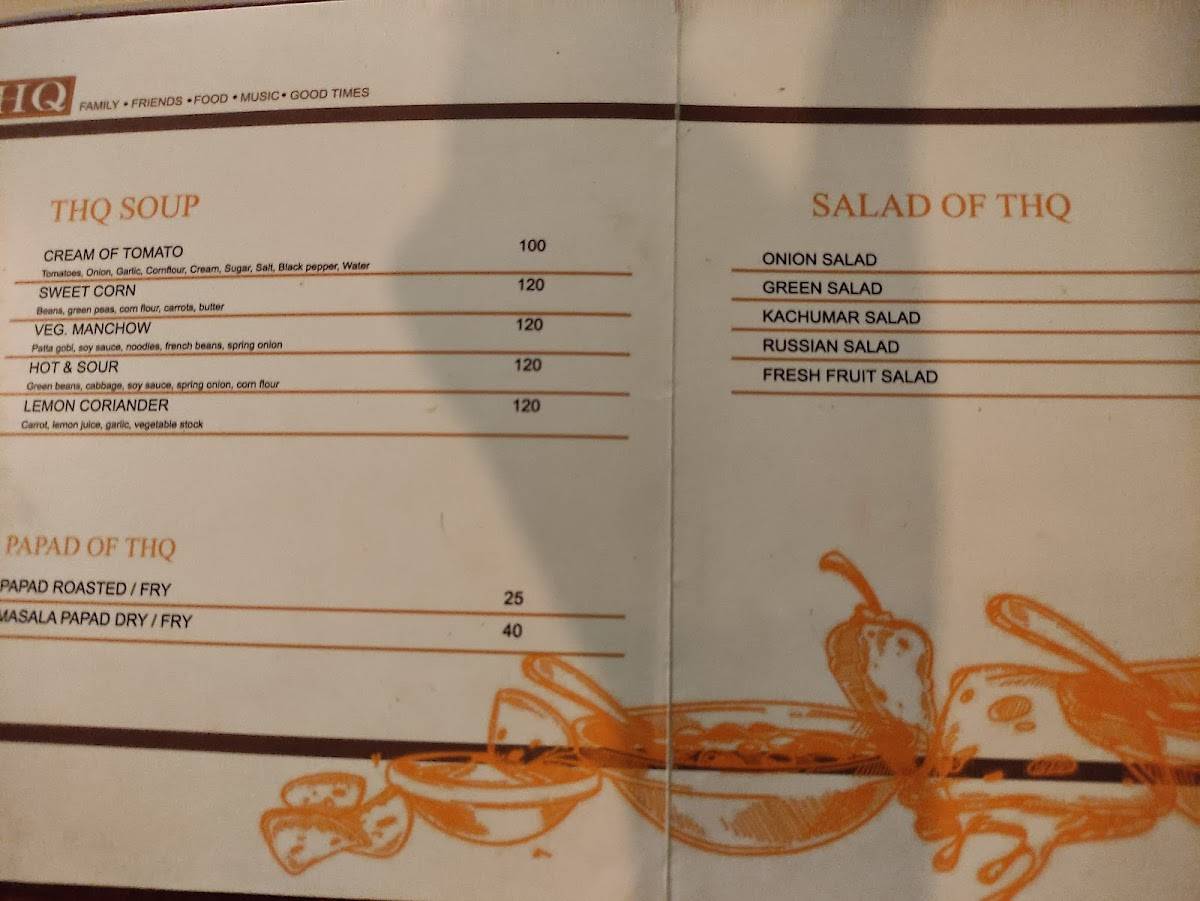 Menu at Time Headquarters, Ujjain