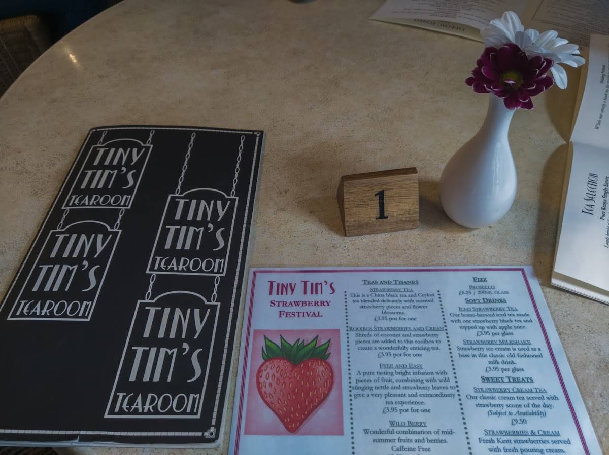 Menu at Tiny Tim's Tearoom cafe, Canterbury