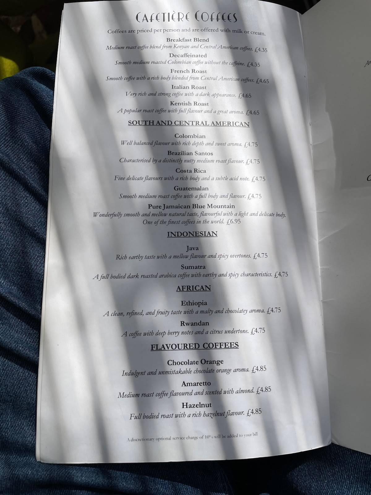 Menu at Tiny Tim's Tearoom cafe, Canterbury