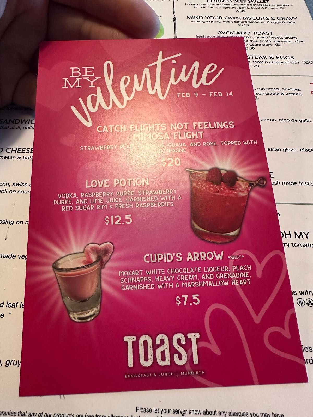 Menu at Toast Murrieta cafe, Murrieta