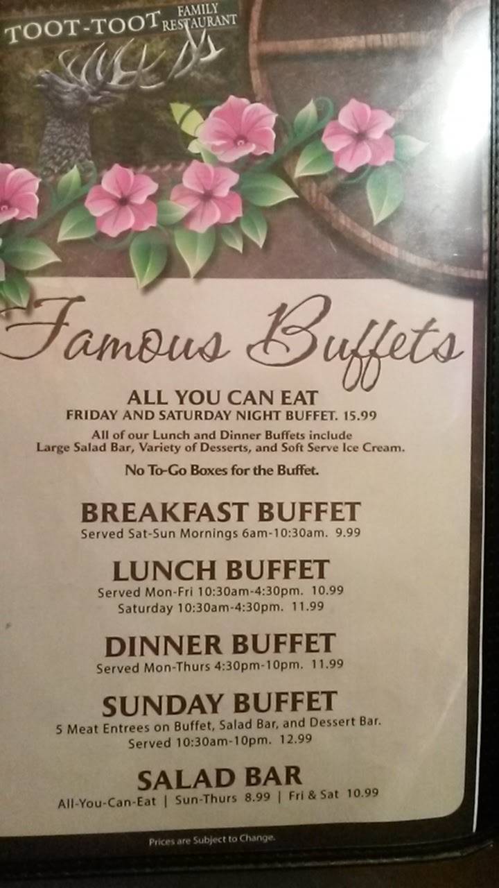 Menu at Toot-Toot Restaurant & Lounge, Bethany