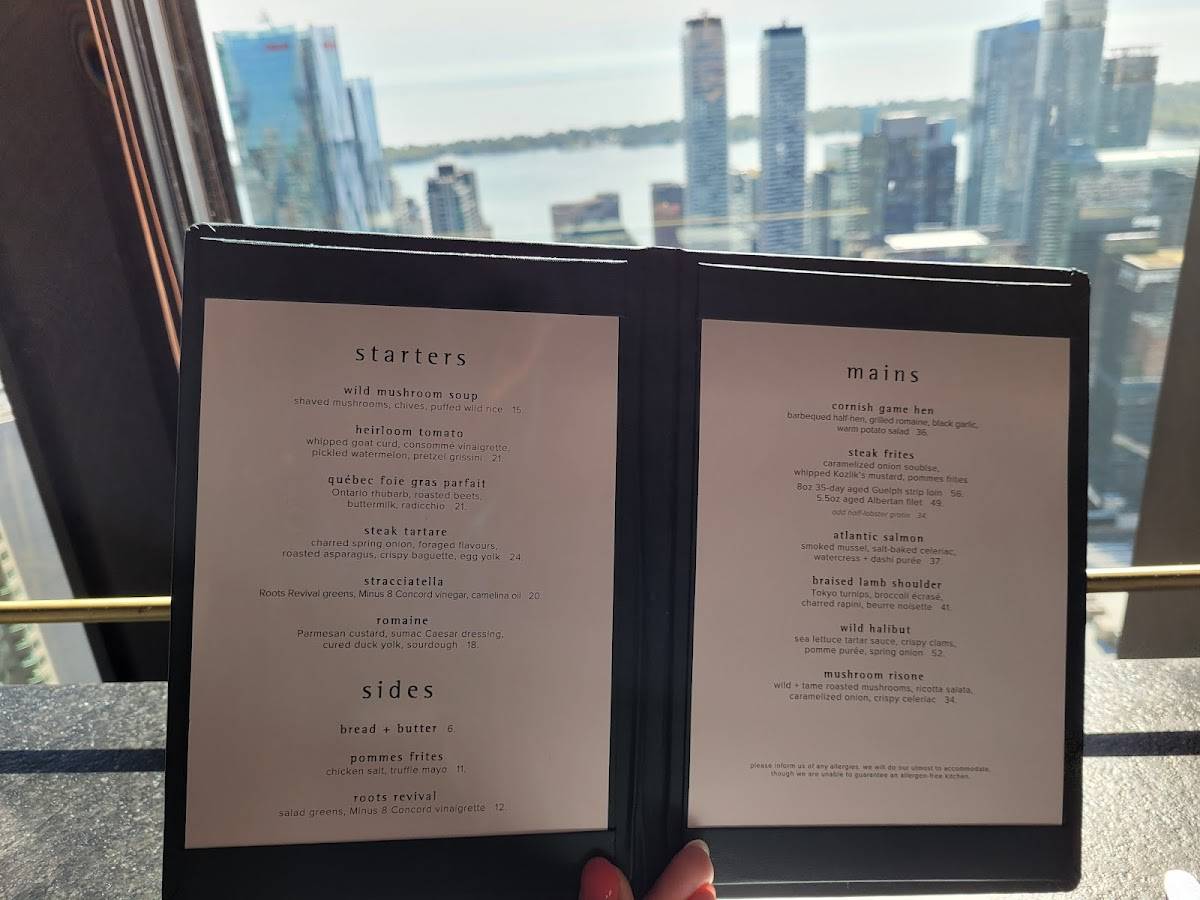 Menu at Canoe restaurant, Toronto, 66 Wellington St W 54th floor