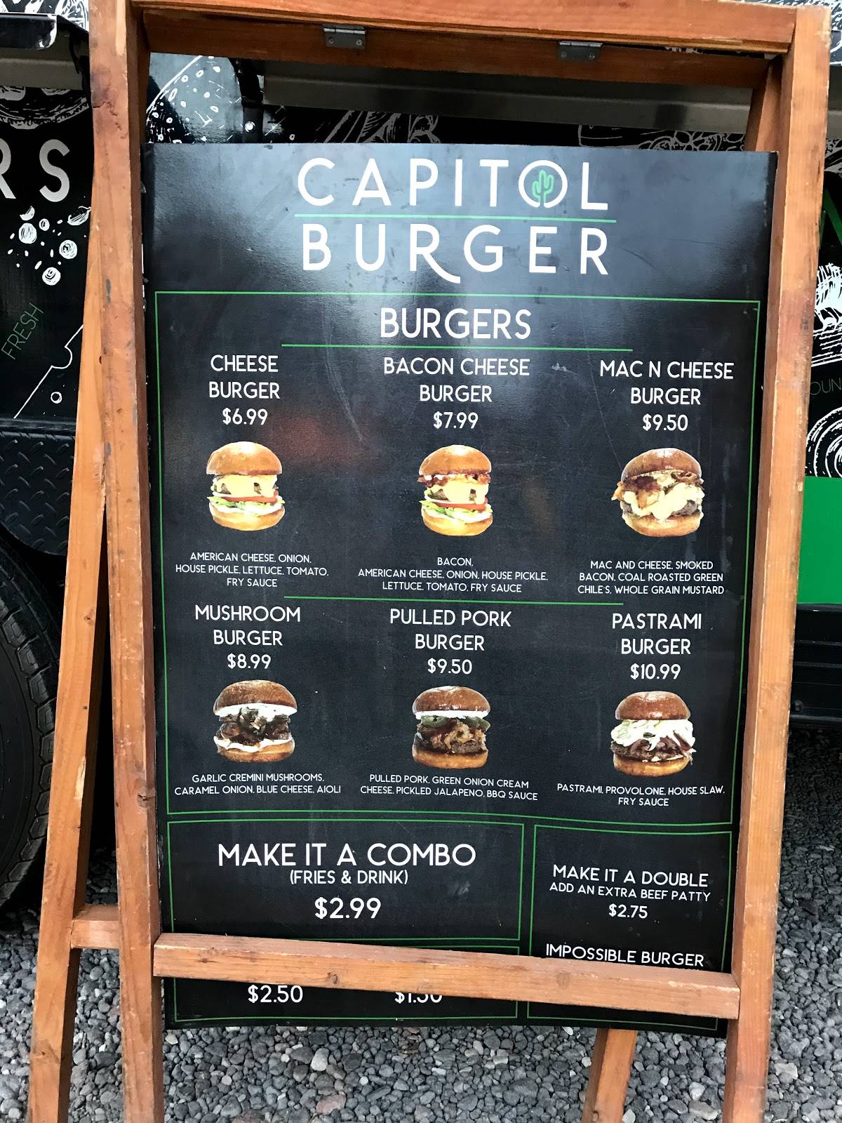 Carta del restaurante Capitol Burger, Torrey, 44 N 100 W St