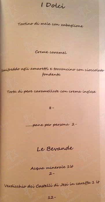 Menu at Trattoria Monti restaurant, Rome, Via di S. Vito