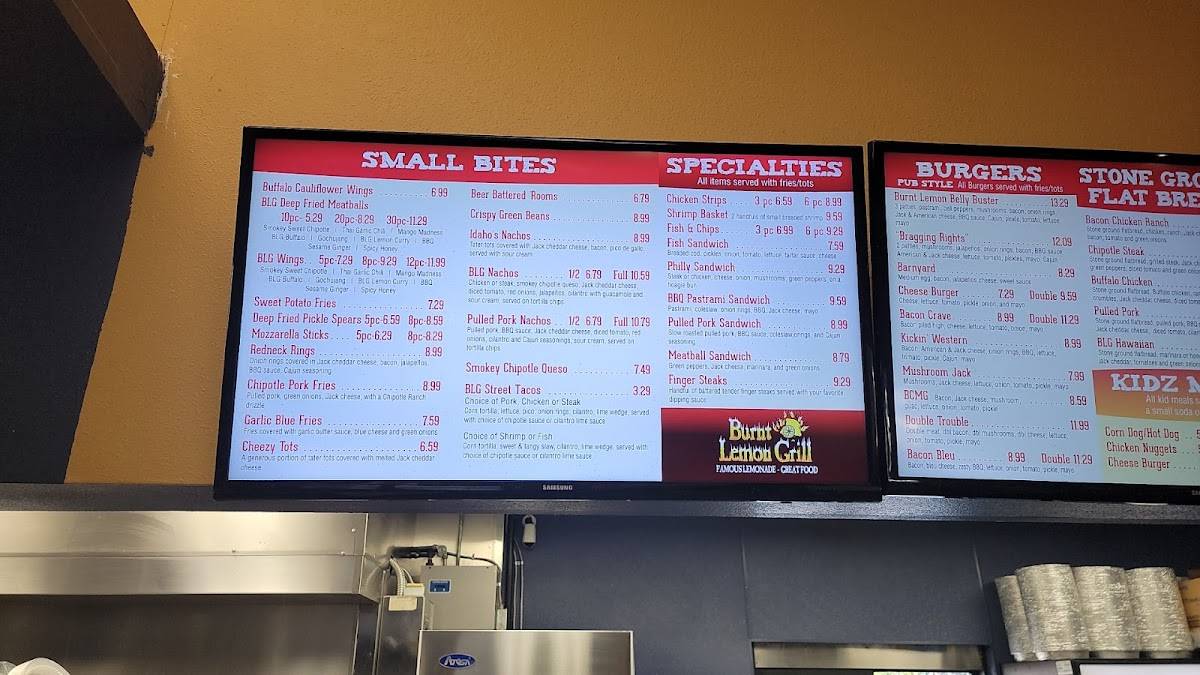 Menu at Burnt Lemon Grill restaurant, Twin Falls, Shoshone St E